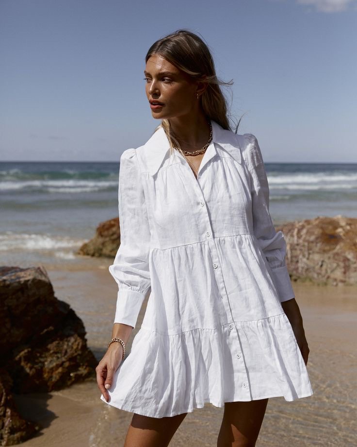 DISSH Eloise White Linen Midi Dress, Women's Fashion, Dresses & Sets ...