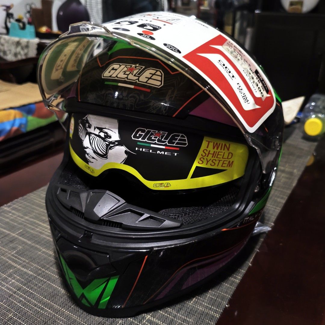 Gille Drifter Full Face Helmet Dual Visor XL (Black, Green, Pink ...
