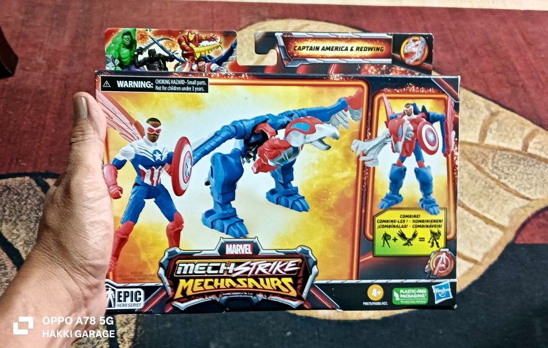 HASBRO MARVEL MECH STRIKE MECHASAURUS CAPTAIN AMERICA & REDWING ...