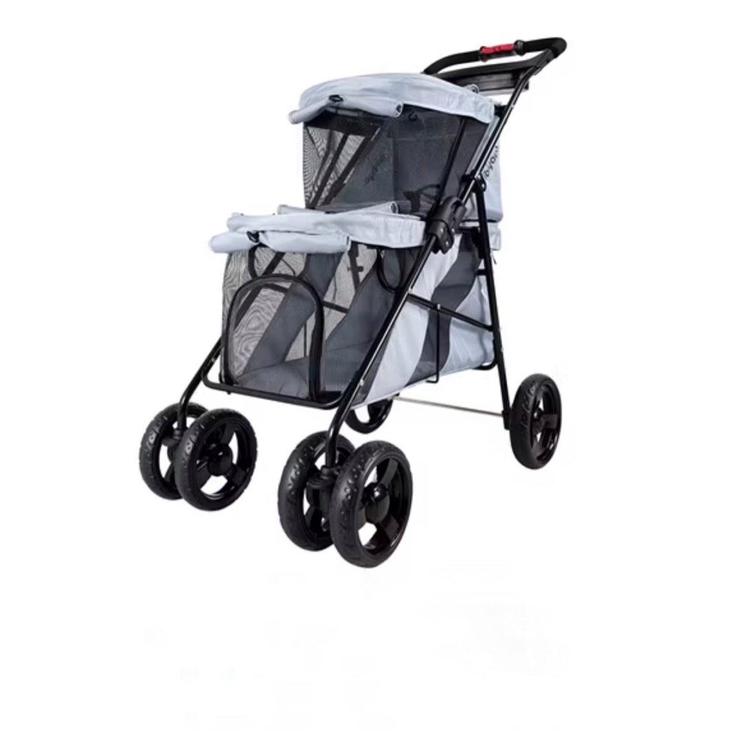 IBIYAYA Double Decker Pet Bus Stroller in Light Blue, Pet Supplies ...