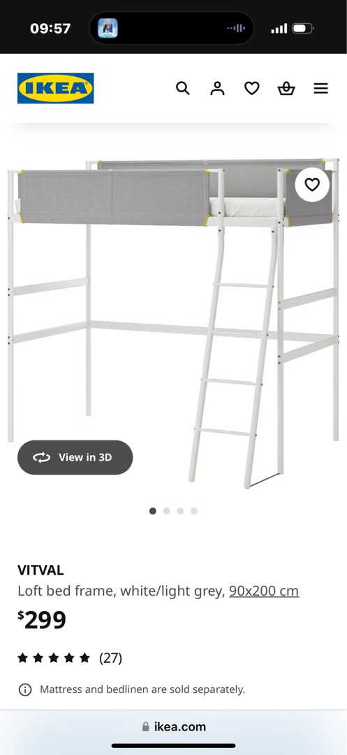IKEA Vitval Loft Bed, Furniture & Home Living, Furniture, Bed Frames & Mattresses on Carousell