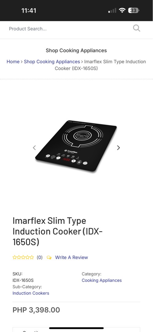 Imarflex Slim Type Induction Cooker, TV & Home Appliances, Kitchen ...