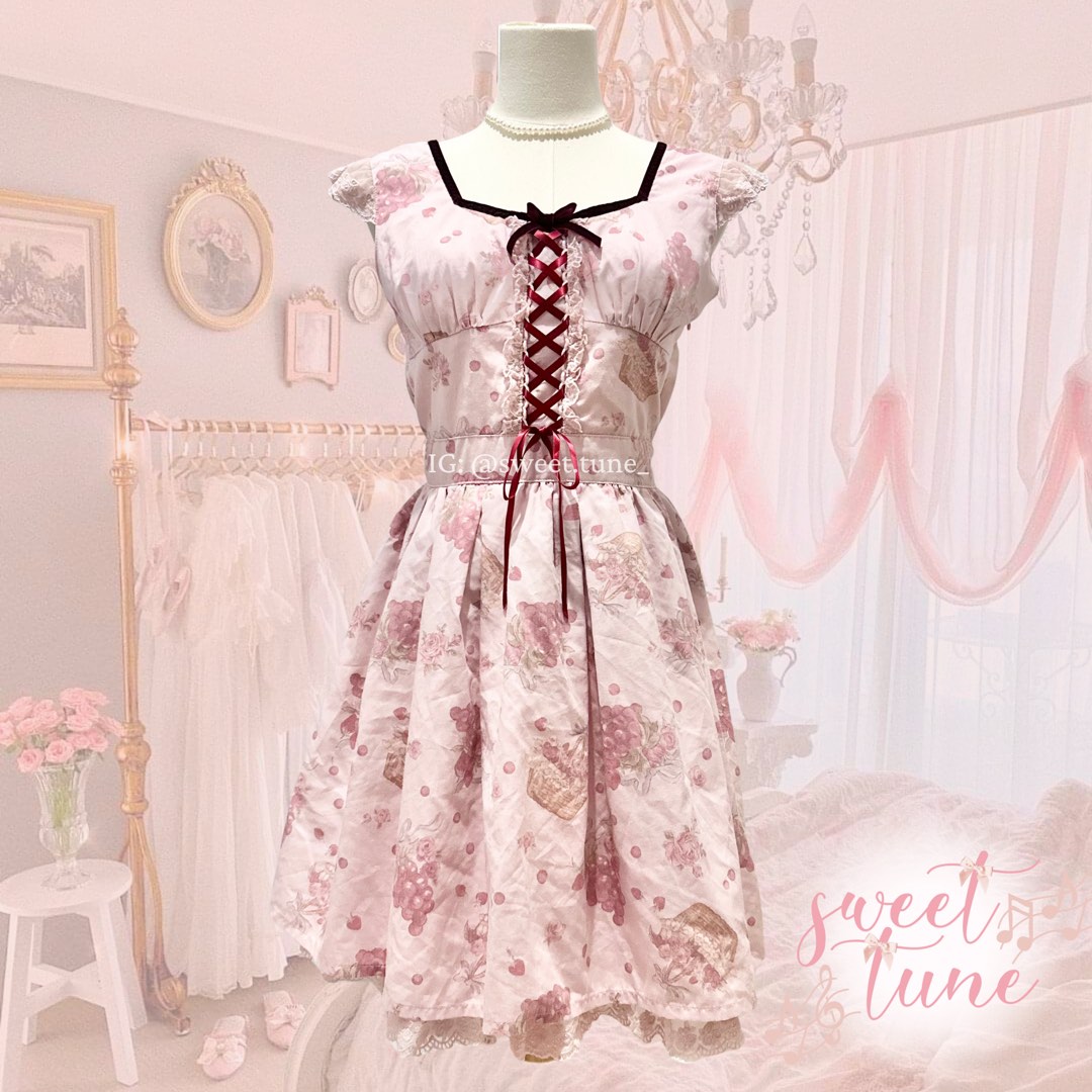 LIZ LISA pink & burgundy raspberry corset dress (tralala/axes femme ...