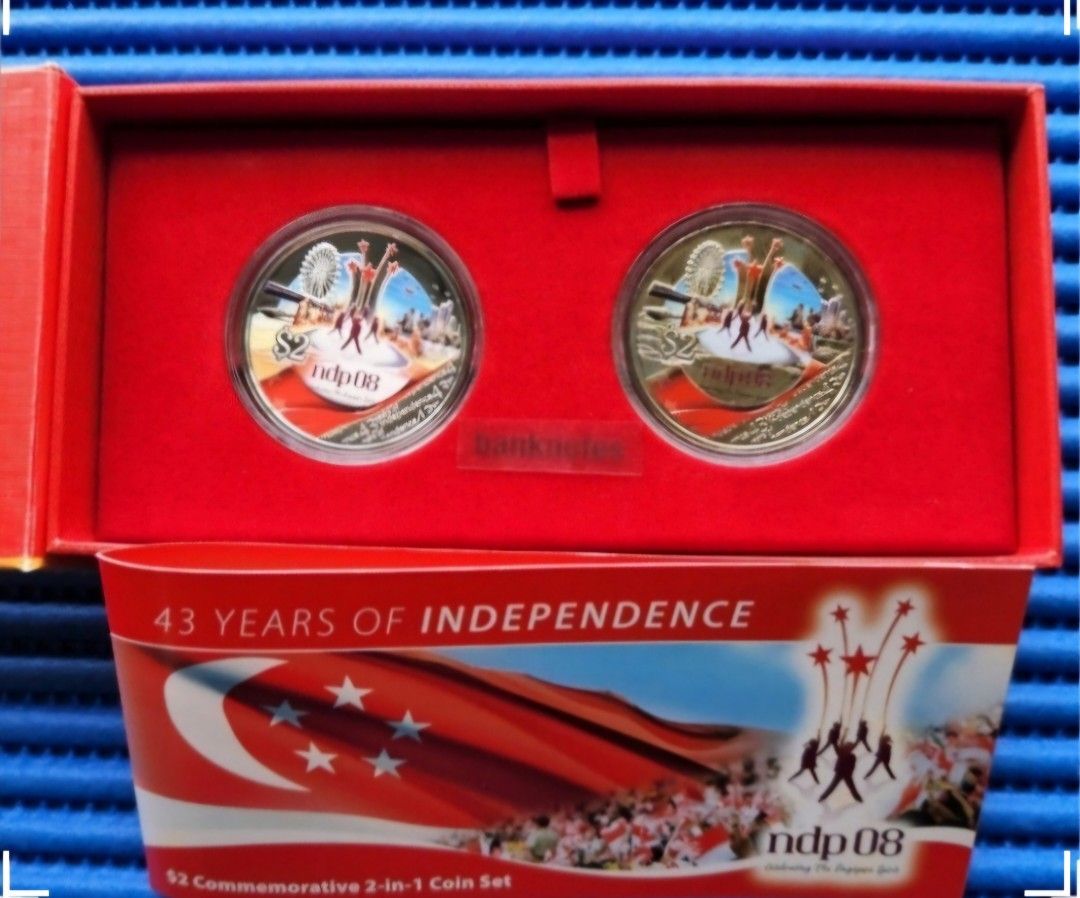 NDP 2008 Singapore 43 Years of Independence Commemorative 2-in-1 $2 ...