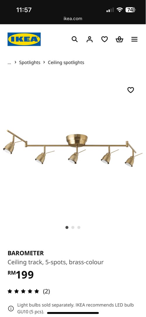 [Original RM199] Used IKEA Barometer Ceiling Light, Furniture & Home ...