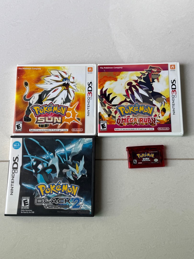 Pokemon cartridges sun omega ruby black 2, Video Gaming, Video Games ...