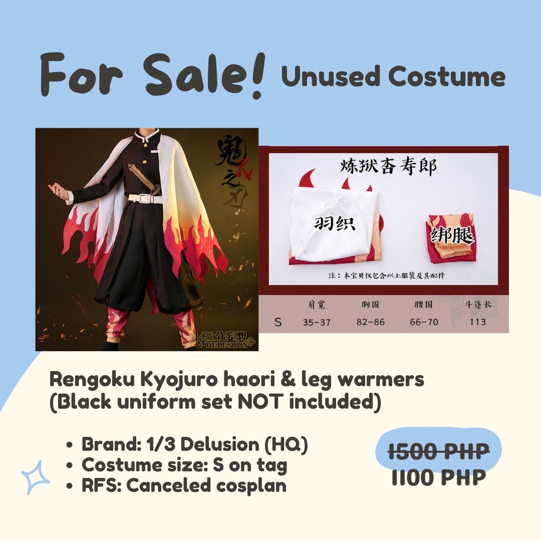 Rengoku Kyojuro 1/3 Delusion Haori & Leg Warmers Costume Demon Slayer ...
