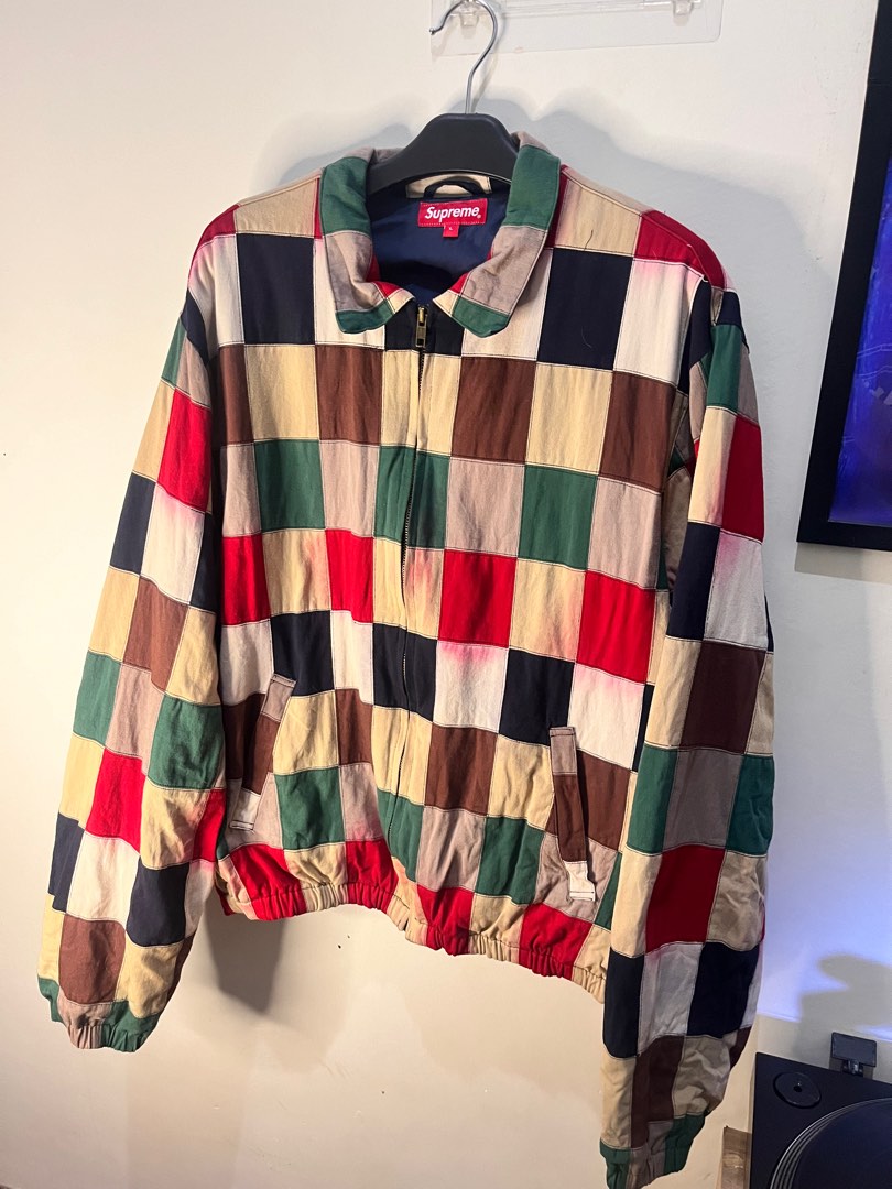 SUPREME PATCHWORK HARRINGTON JACKET, Fesyen Pria, Pakaian , Baju Luaran ...
