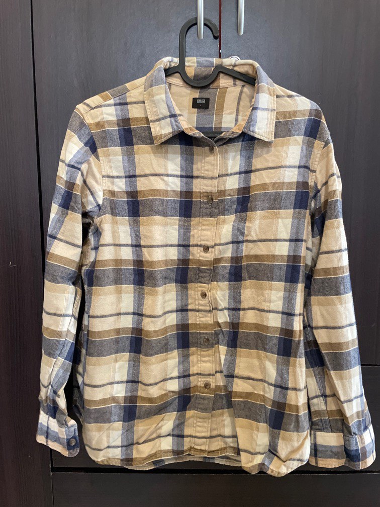 UNIQLO Checkered Long sleeves, Women's Fashion, Tops, Longsleeves on ...