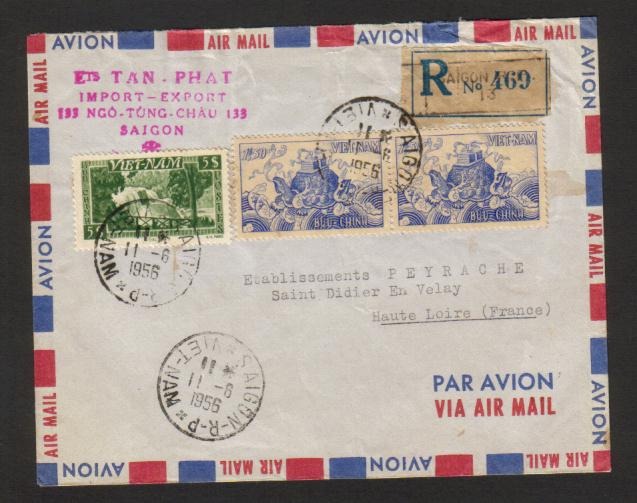 Vietnam 1956 Postal History, Registered Envelop, No Letter Inside ...