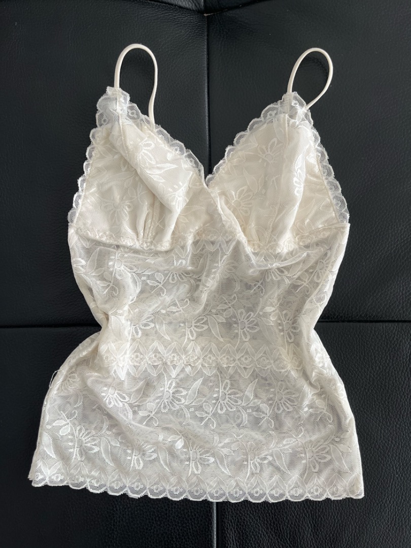 Vintage Coquette White Lace Slip Top, Women's Fashion, Tops, Sleeveless ...