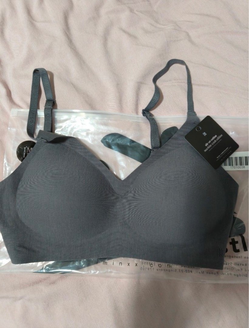 BNWT Air-Ee Cotton Seamless Bra In Charcoal (Machine Wash Edition ...
