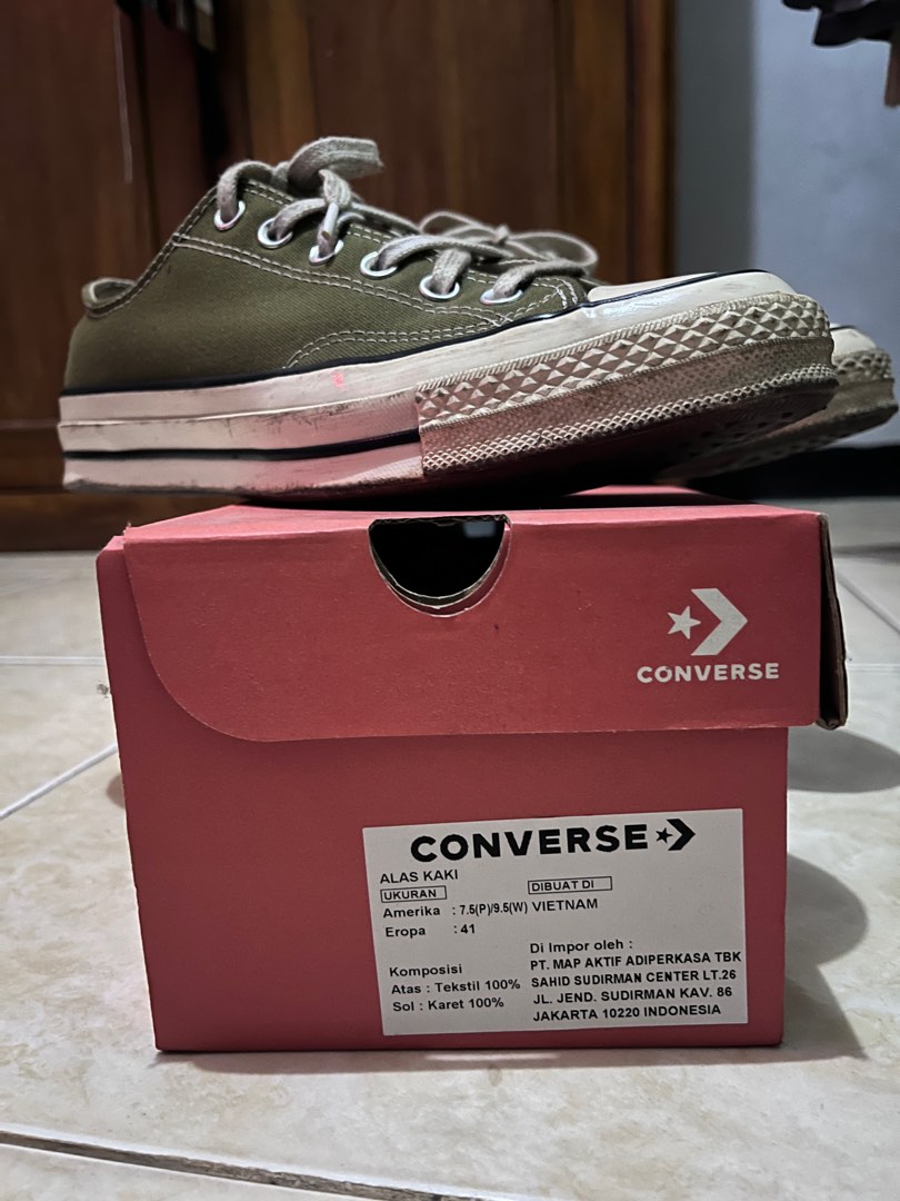 CONVERSE 70S DARK MOSES, Fesyen Pria, Sepatu , Sneakers di Carousell