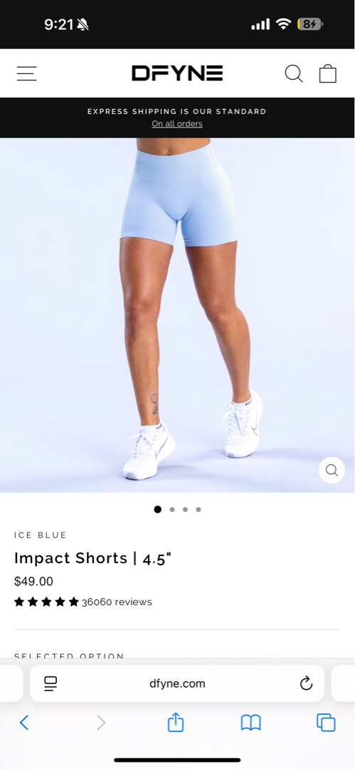 Dfyne Impact Shorts Ice Blue, Women's Fashion, Activewear on Carousell