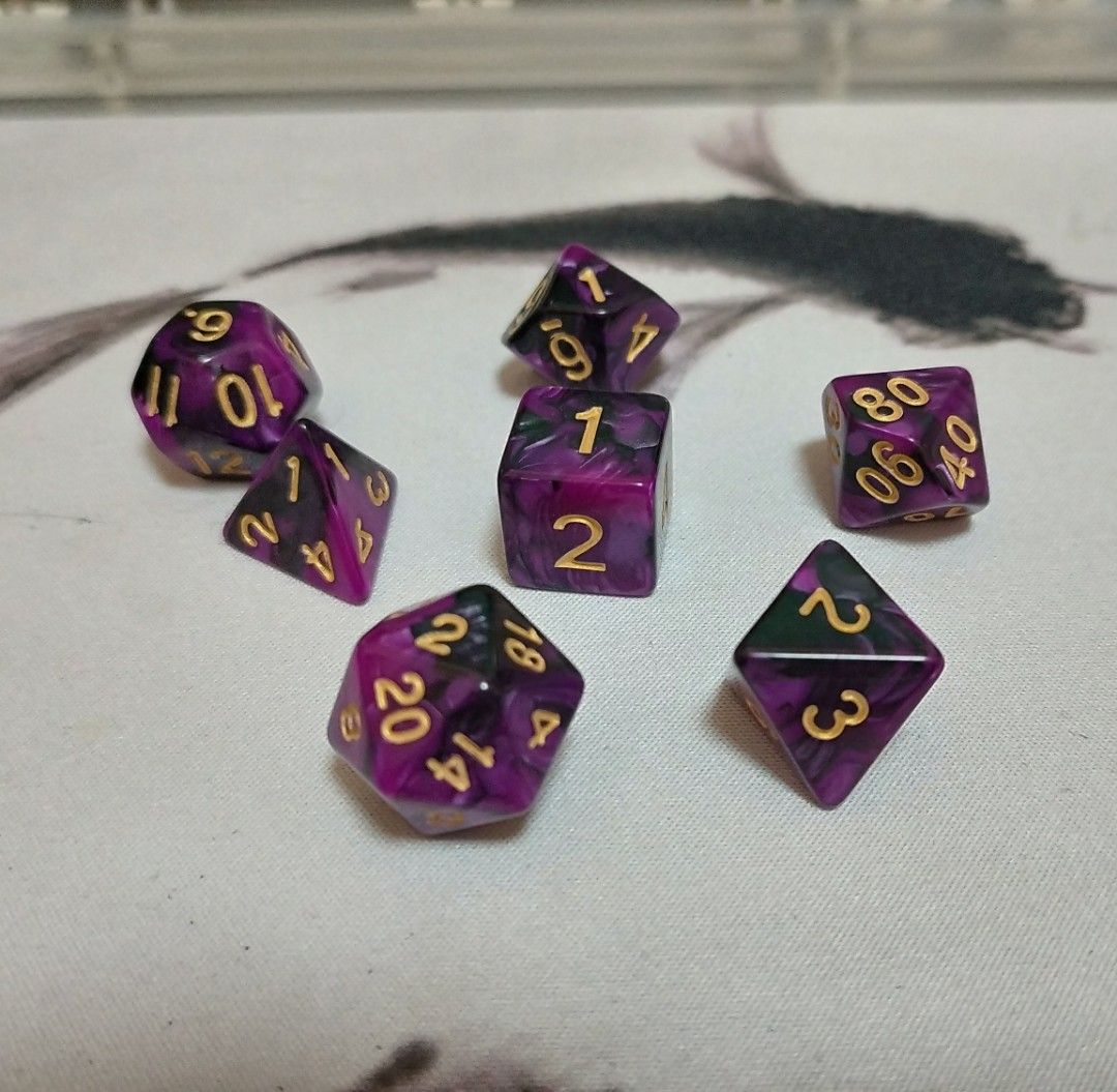 DnD Purple Dice Set, Hobbies & Toys, Toys & Games on Carousell