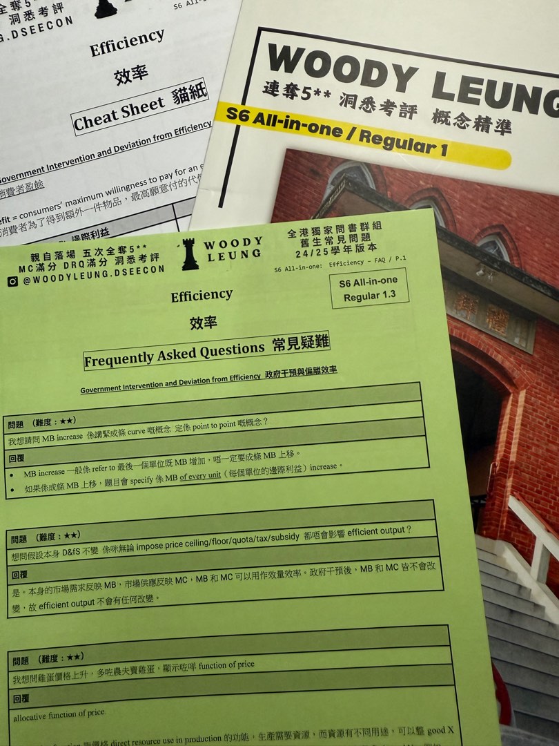 2024-2025 DSE Econ WoodyLeung 題目集+答案+常見疑難小冊子+貓紙+Micro Macro答題框架+E2 ...