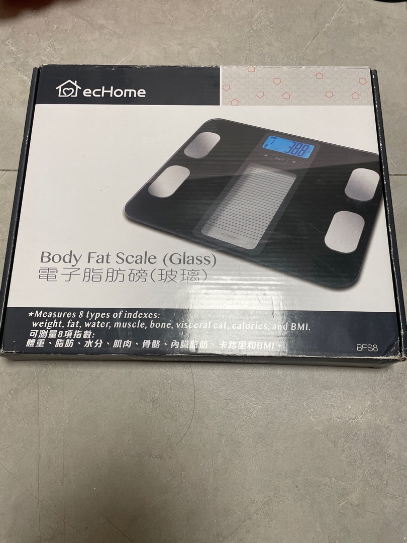 Echome 電子脂肪磅（玻璃) body fat scale, 運動產品, 其他運動配件 - Carousell