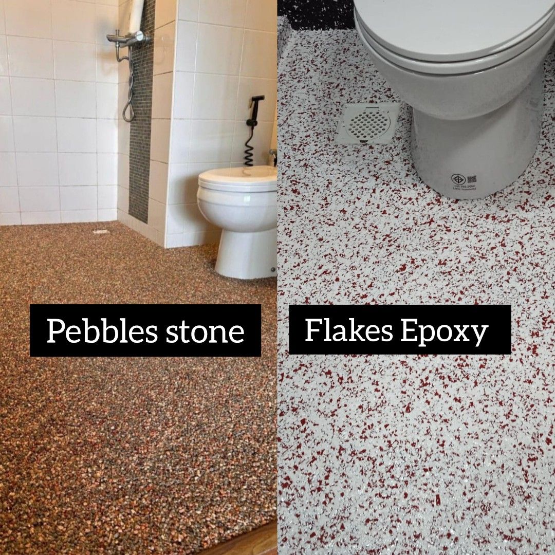 Flakes epoxy / Pebbles stone finish / Anti slip flooring / Durable ...