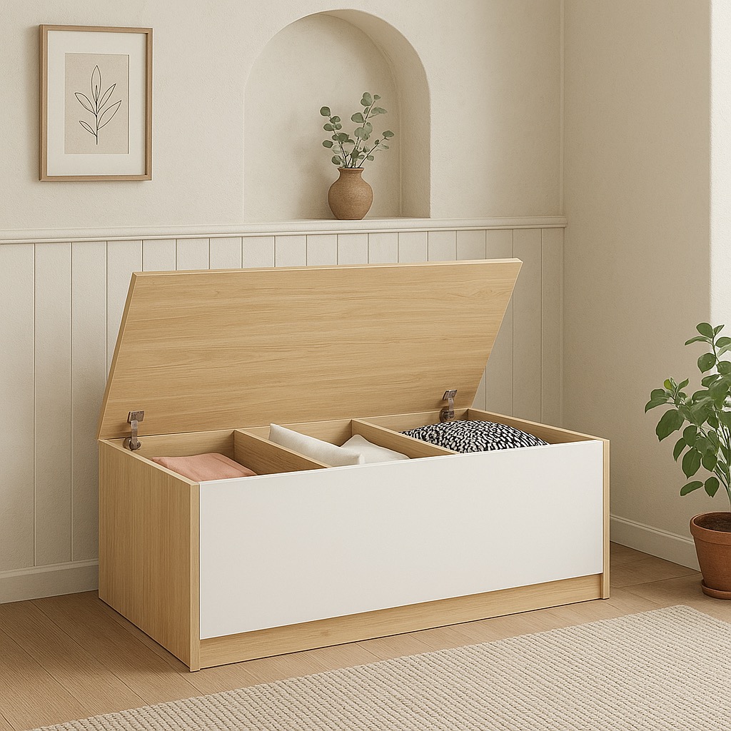 Flip Top Storage Bench With Hidden Compartments | Wooden Entryway ...