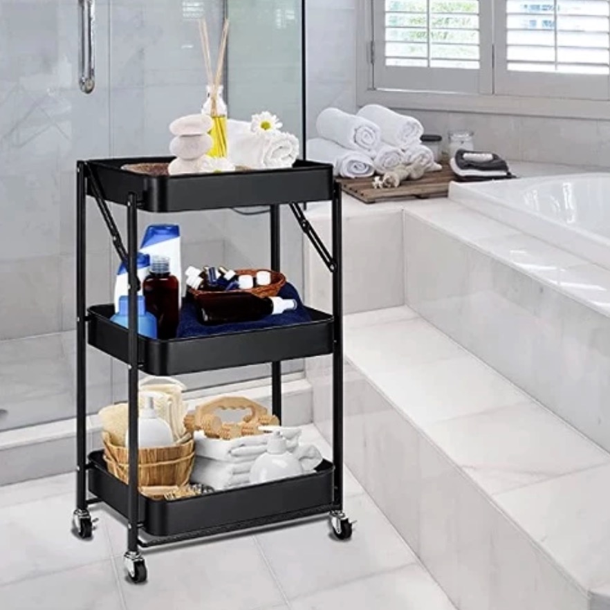 Foldable Storage Rack | Rolling Trolley Rack | Kitchen Utility Rack ...