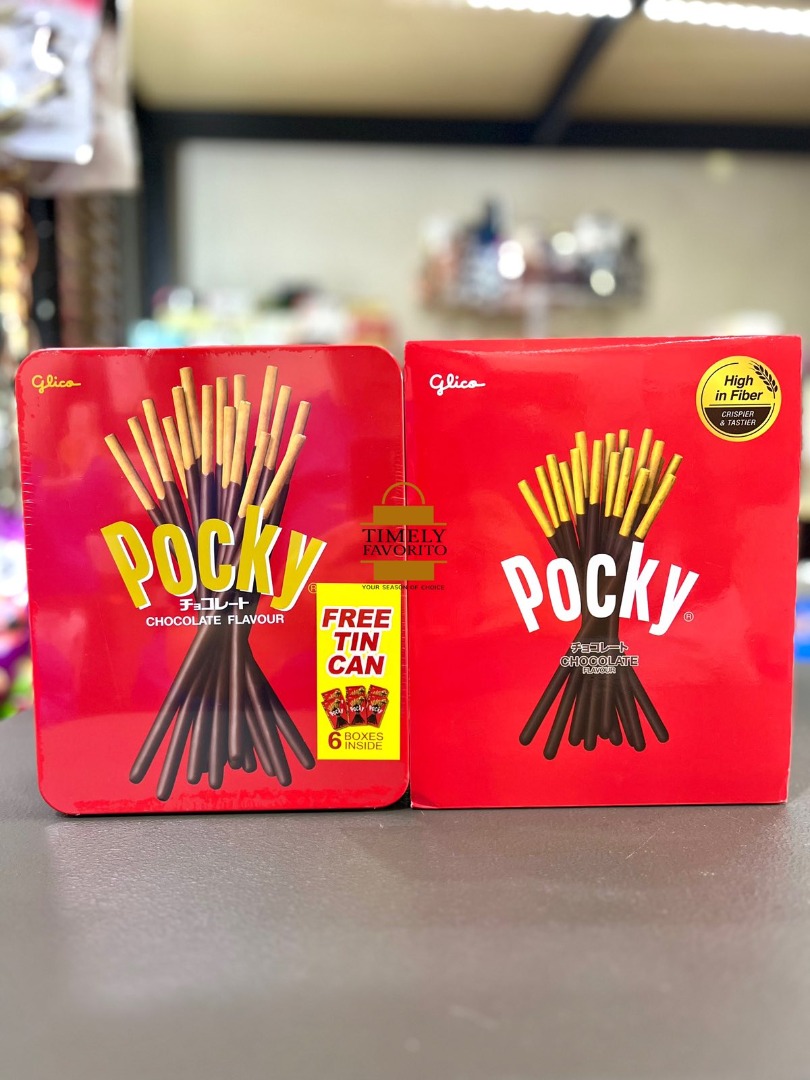 Glico Pocky Choco Tin Can 6 x 40g, Food & Drinks, Packaged & Instant ...