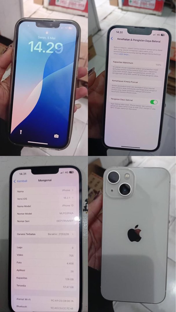 (Baru sebulan pakai) Ip13 White 128GB, Telepon Seluler & Tablet, iPhone, iPhone 13 Series di ...
