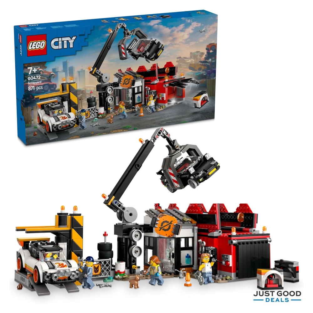 LEGO City Scrapyard with Cars 60472, Salvage Worker Toy, Junkyard with ...