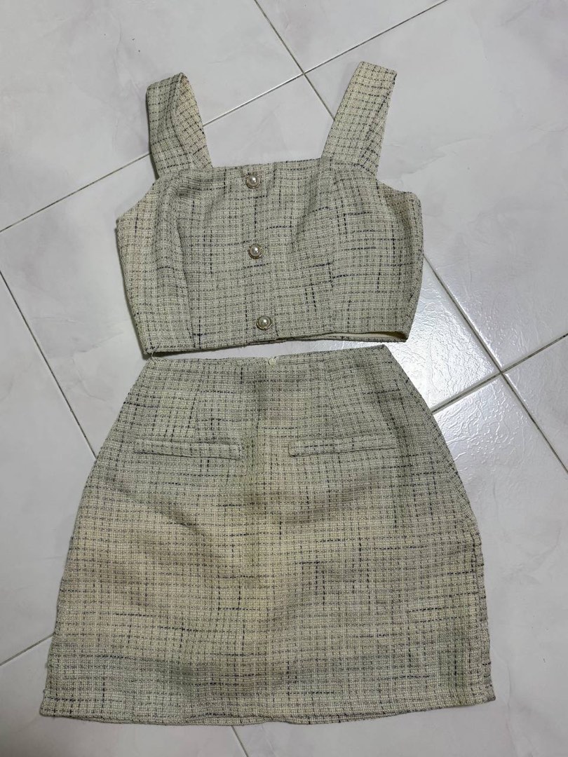 Lovet Tweed Coordinate Set, Women's Fashion, Dresses & Sets, Sets or ...