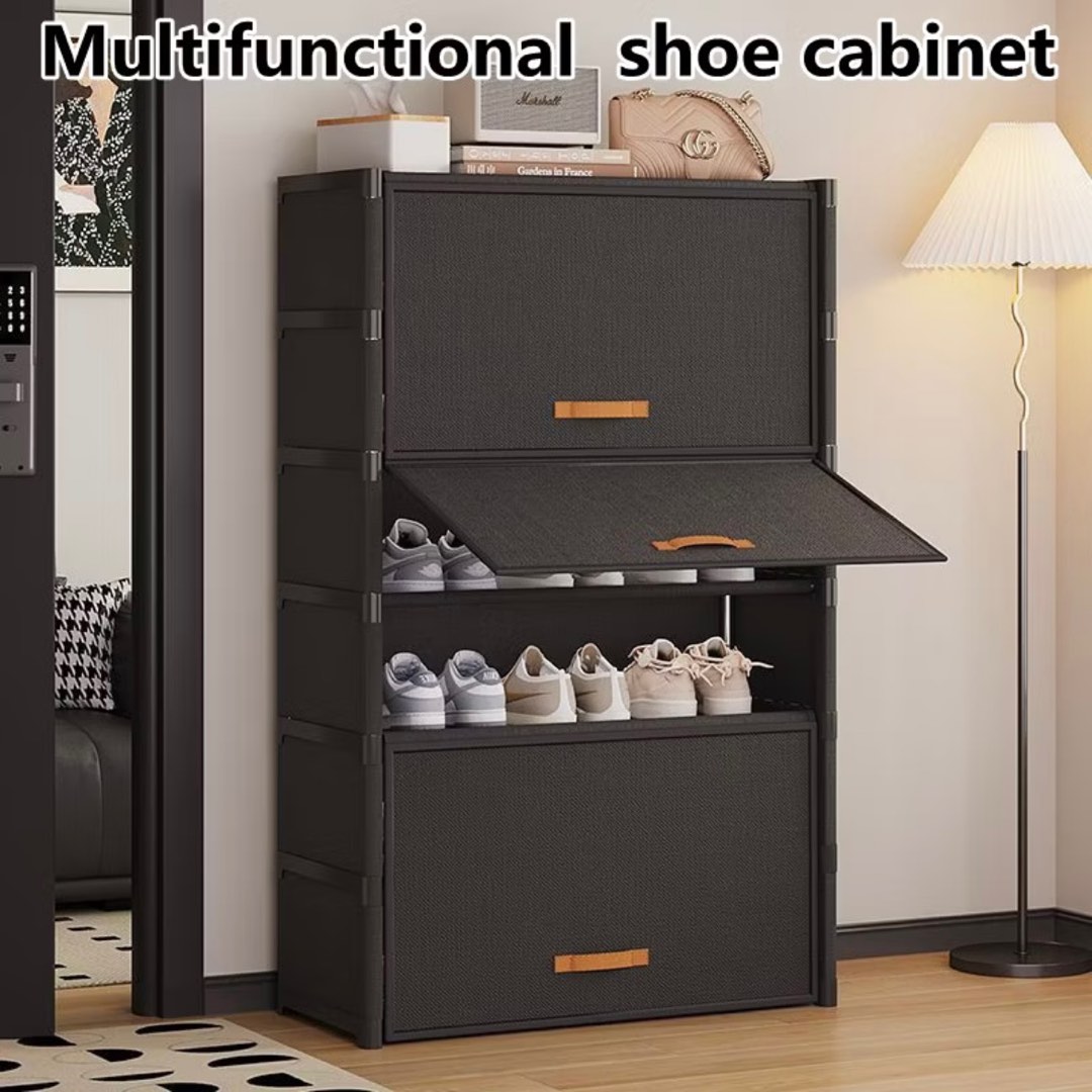 Modern Flip Door Shoe Cabinet | Multilayered Shoe Rack Storage | Space ...
