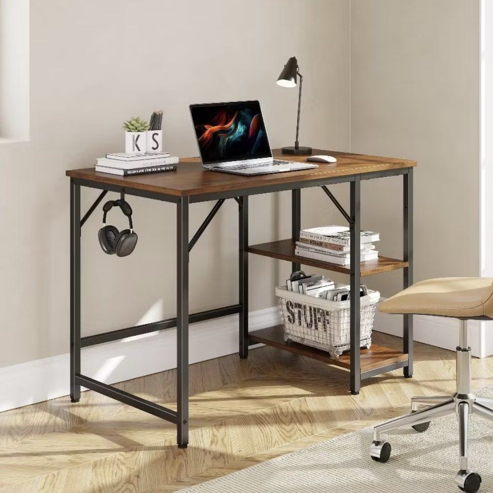 Modern Writing Desk With Shelf | Office Study Table With Headphone Hook ...