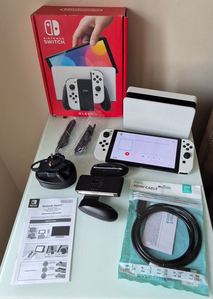 Nintendo Switch OLED Jailbreak 256GB (Triple Boot) Full Set Box + 30 Games + Joycons + Dock ...