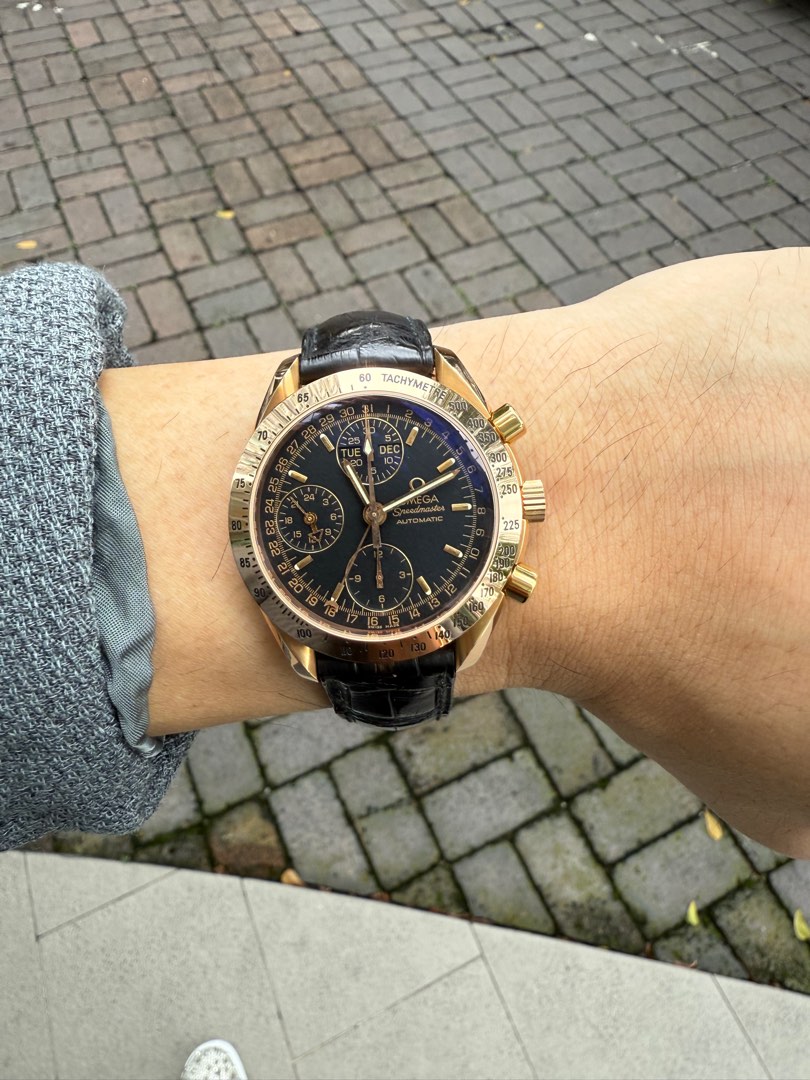 Omega Speedmaster triple date Pink Gold, Luxury, Watches on Carousell