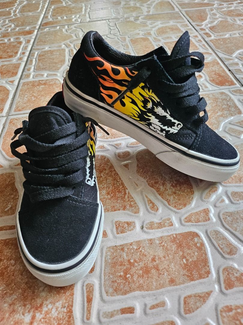Original VANS Old Skool Shoes - Ferocious Flame Racing Red/Black - Kids ...