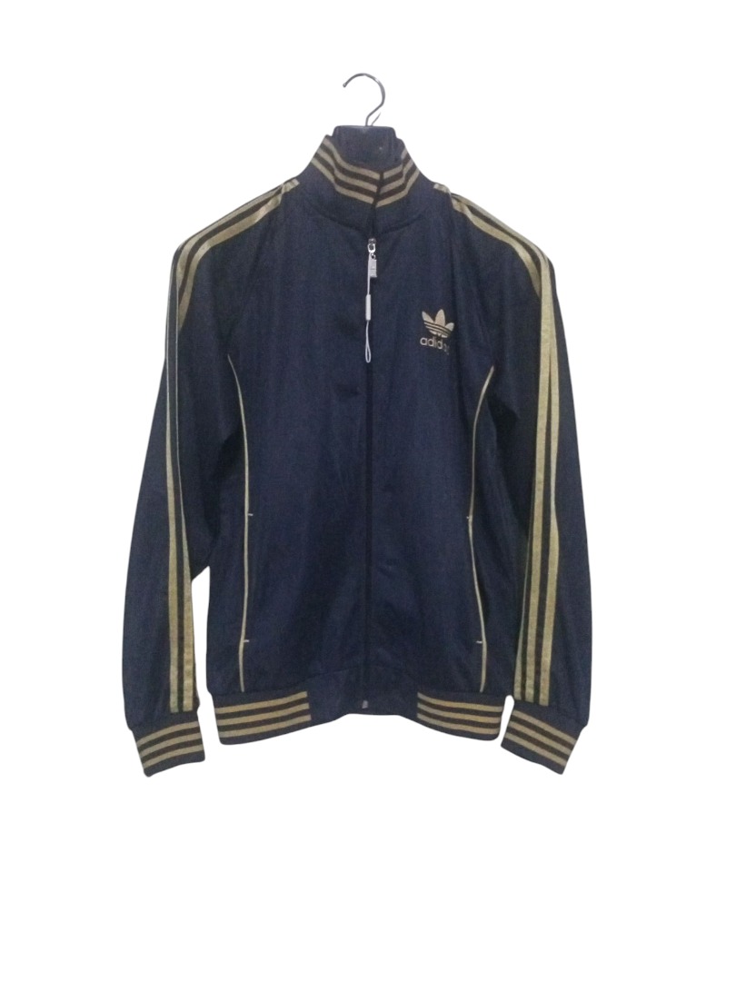 RARE ADIDAS TREFOIL BLUE GOLD "3 STRIPES" FULL ZIP TRACK JACKET, Men's ...