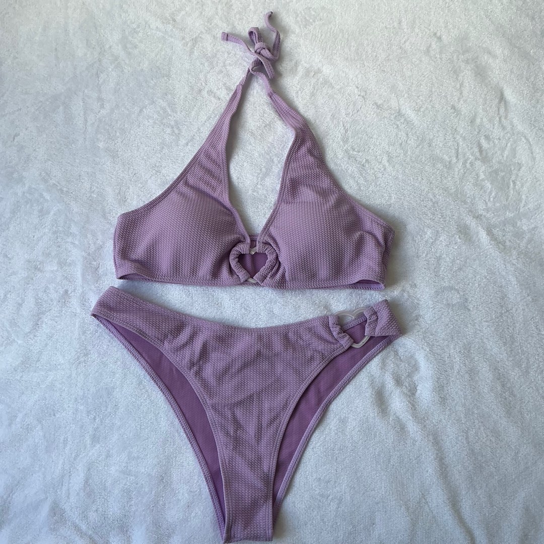 RARE LIGHT PURPLE HEART HALTER SWIMSUIT TWO PIECE, Women's Fashion ...