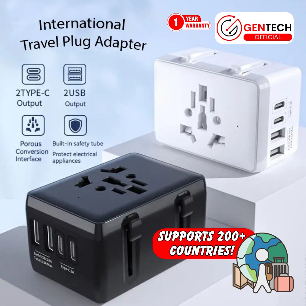 (SG) GENTECH Compact Universal Travel Adapter with USB+Type C Plug ...