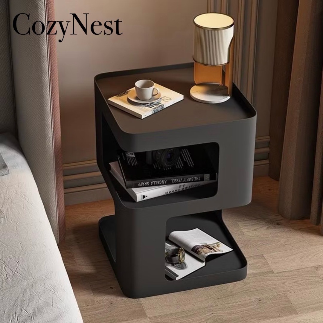 U Shaped Bedside Table | Modern Sofa Side Table | Double Shelf Nightstand Table | Unique Corner ...