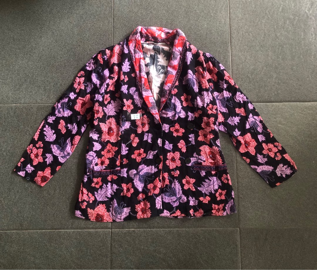 vintage outer Flower Blazer atasan blazer outer katun/ blazer kondangan ...