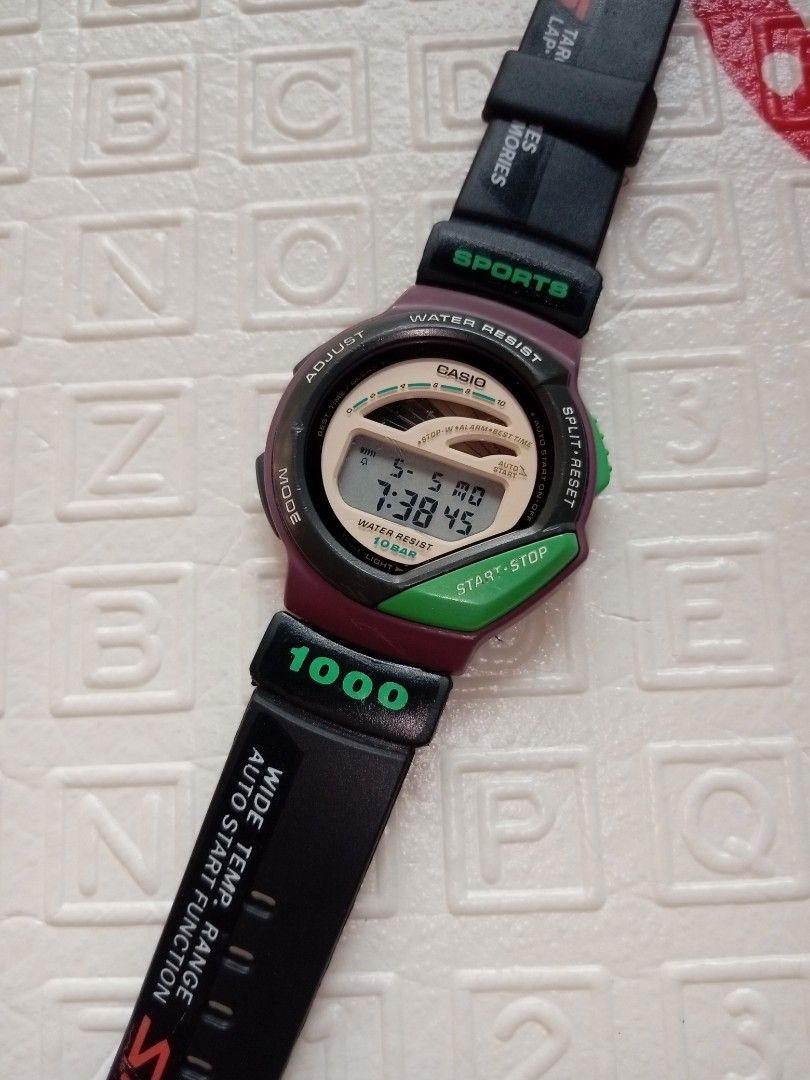 Vintage Rare 1990's Casio SKX-1110 Digital Watch, Fesyen Pria, Jam ...