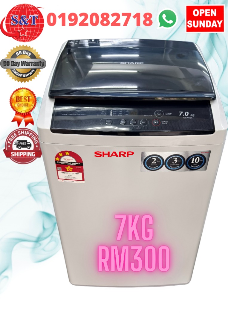 WASHING MACHINE SHARP 7KG, TV & Home Appliances, Washing Machines and Dryers on Carousell