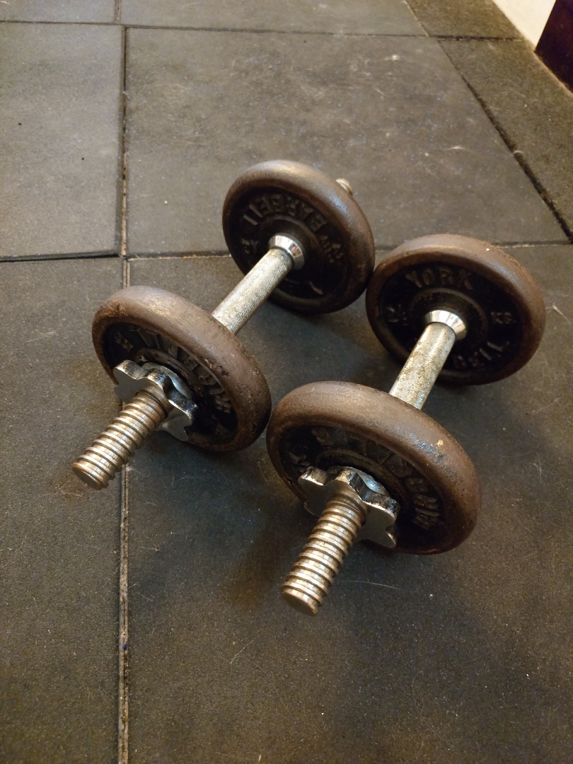 York Cast Iron Screw Lock Dumbbells 5KG (pair), Sports Equipment ...
