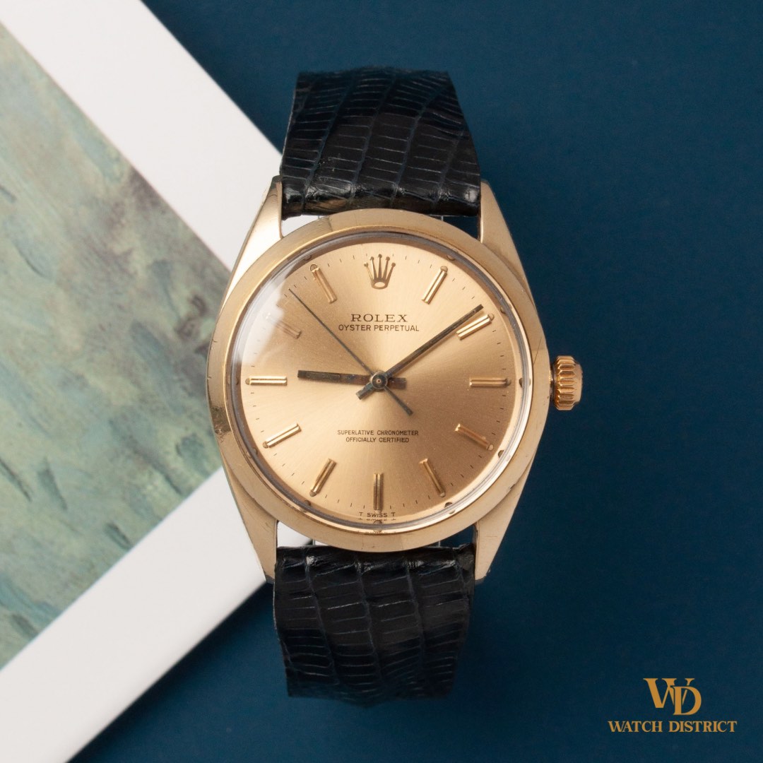 1966 34mm Rolex Gold-Capped Oyster Perpetual 1024 Automatic Champagne ...