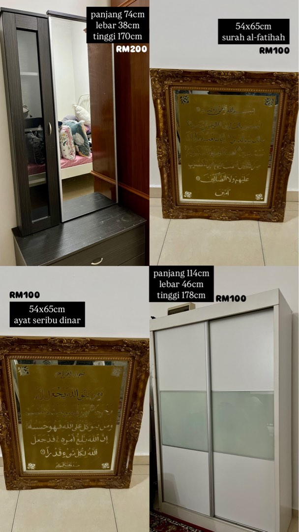 almari mekap dressing table islamic frame almari baju wardrobe ...