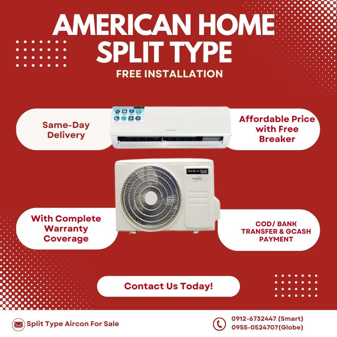AMERICAN HOME SPLIT TYPE AIRCON FREE INSTALLATION, TV & Home Appliances ...