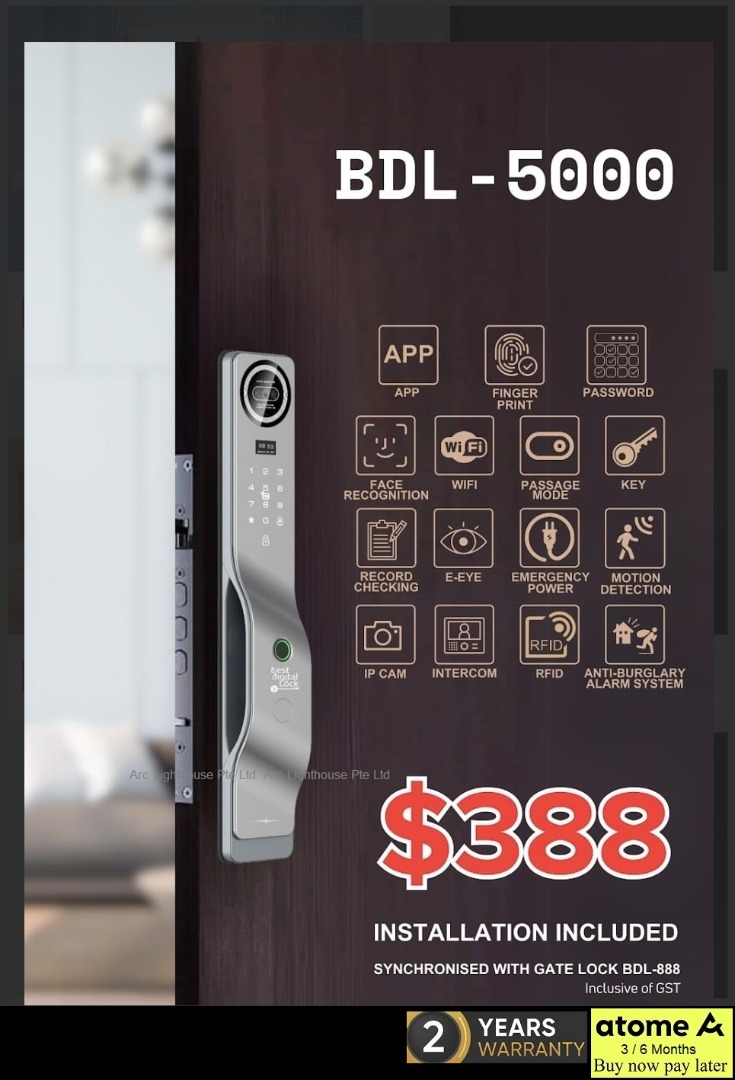Digital Gate Lock/Best Digital Main Door Lock/HDB Digital Lock/HDB Gate ...