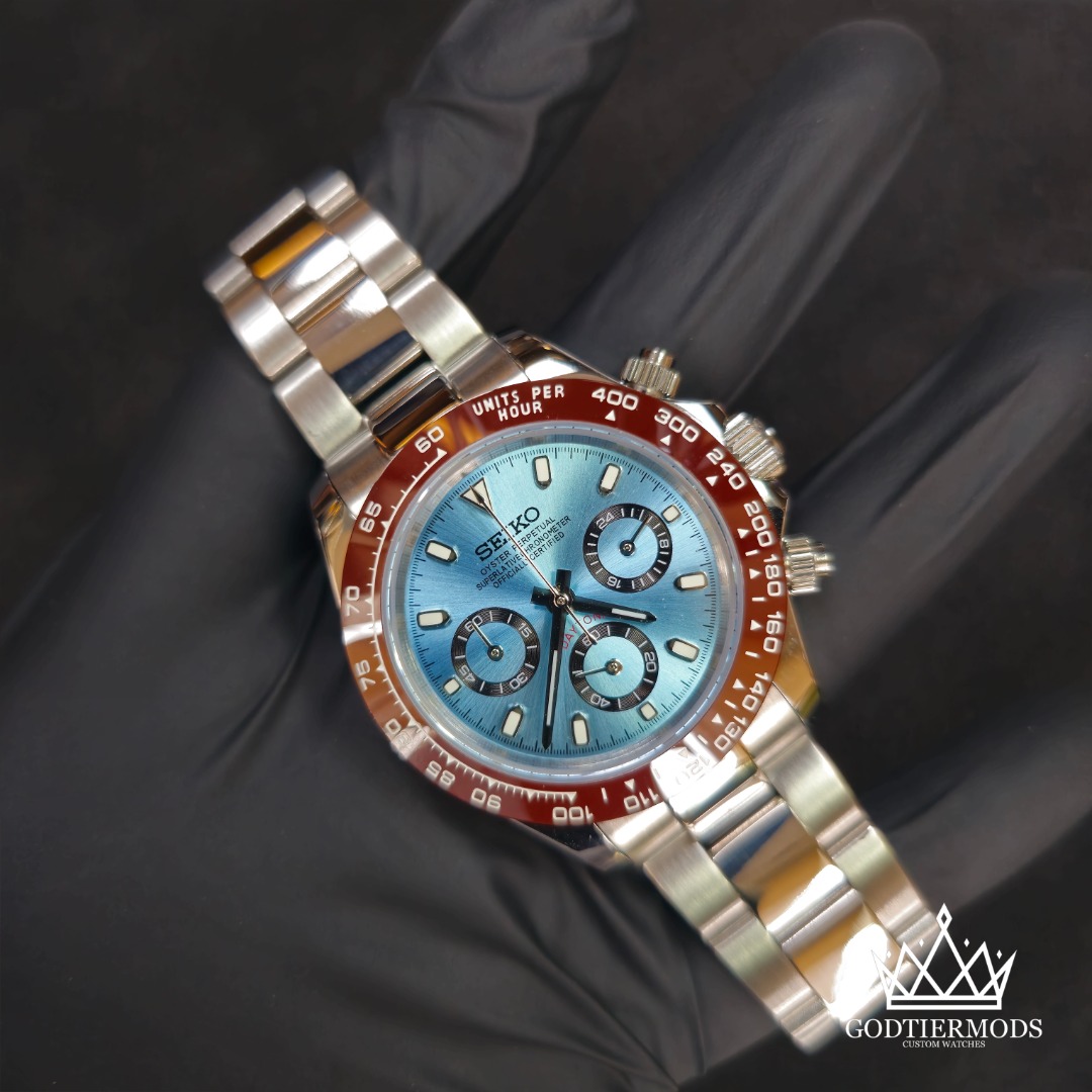 [BUILD] Seiko Mod Platinum Ice Blue Daytona | VK63 Movement, Men's ...