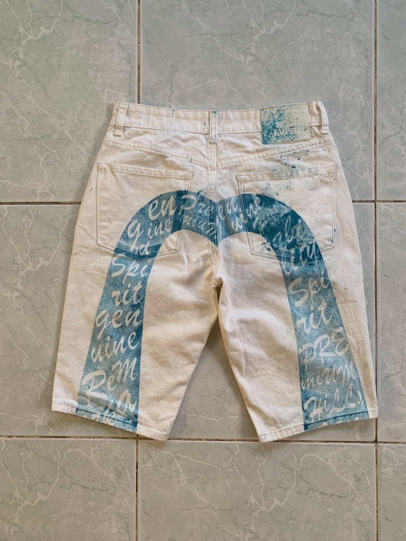 evisu splash paint daicock jorts, Men's Fashion, Bottoms, Shorts on ...