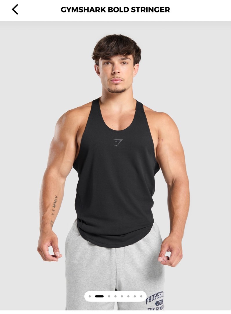 Gymshark Bold Stringer Black, Men's Fashion, Activewear on Carousell