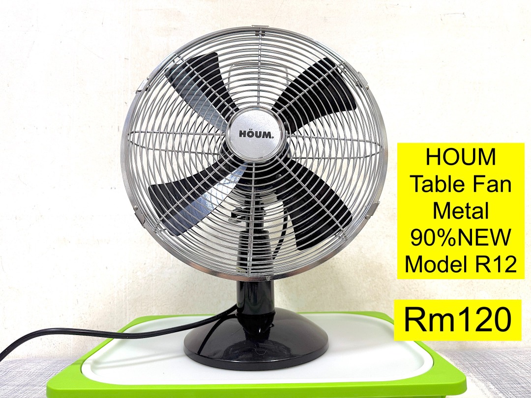 HOUM R12 Table fan NEW FAN MOTOR - RETRO DESIGN BLACK 12 INCH BLADES ...