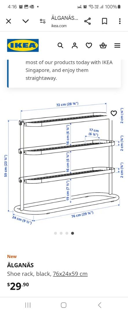 IKEA AlGANAS Shoe Rack, Furniture & Home Living, Furniture, Shelves ...